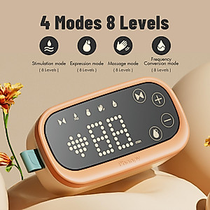 Phanpy Hands-Free Breast Pump E-Shine, Anti-Backflow Design, Smart LED Display with Various Emojis and Memory Function, Low Noise, 4 Modes 8 Levels Portable Wearable Breast Pump, 24mm&20mm Flange