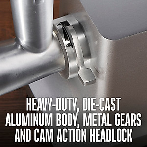 Weston Electric Meat Grinder & Sausage Stuffer, #12 750 Watt, 1 HP Motor, Grinds 4 lbs Per Minute, Silver (33-1301-W)