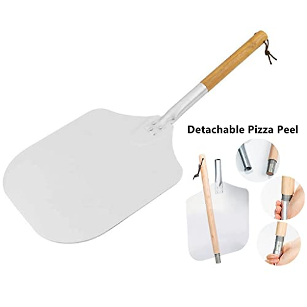 Universal Stainless Steel Grill Top Pizza Oven Kit with Pizza Stone Pizza Peel Pizza Cutter Pizza Shovel for Most Gas Grills Flat Top Grills Griddles Firepit- Set of 7 Pizza Baking Pizza Accessories