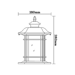 MODEBHD Aluminum Waterproof Antique 1-Light Outdoor Garden Post Light Lawn Lighting Fixture, Vintage Patio Pillar Lamps with One E27 Base, Cast Housing, Glass Panels Pillar Lights