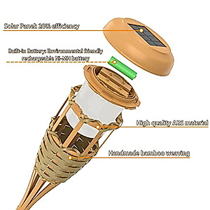 Hwishare Solar Lights Outdoor, 4Pack Solar Torch Light with Flickering Flame Waterproof Garden Tiki Torches for Outside