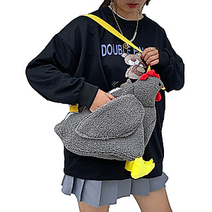Women Cute Chicken Animal Style Shoulder Handbag Girl Hen Crossbody Purse Messenger Bag (Light Grey)