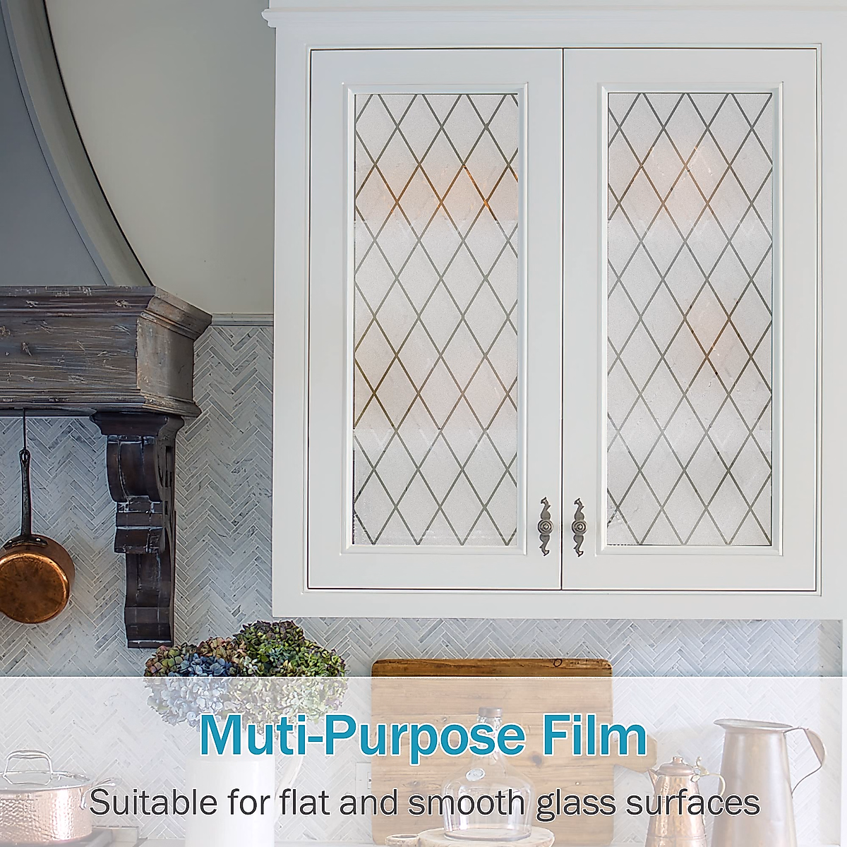 VELIMAX Lattice Frosted Window Film Window Privacy Film Static Cling Window Vinyl Opaque Glass Sticker Non Adhesive Anti-UV 17.7x78.7 inches