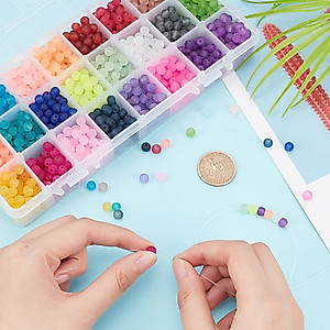 PH PandaHall 1400pcs 24 Color Frosted Glass Beads for Jewelry Making, 6mm Candy Color Frosty Beads Matte Loose Spacer Beads for Friendship Bracelets Necklace Earring Jewelry Making