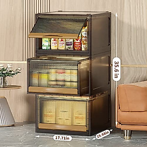 Lozovin Storage Drawers - Double Door Plastic Drawer Organizer with Built-in Locking Latch, 41.8Qt large Stackable Plastic Storage Drawer Container - 3 Pack