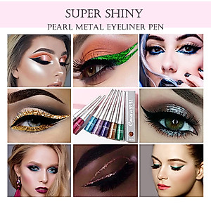 Aseawave 16 Colors Liquid Glitter Eyeliner Set, Metallic Shimmer Glitter Eyeshadow, Colorful Rainbow Eyeliner Long Lasting Waterproof Face Lips Art for Party Festival Makeup