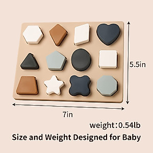 Sunmero Silicone Stacking Toys Silicone Puzzle Board Shape Sorter Sensory Toys for Babies (Rose)