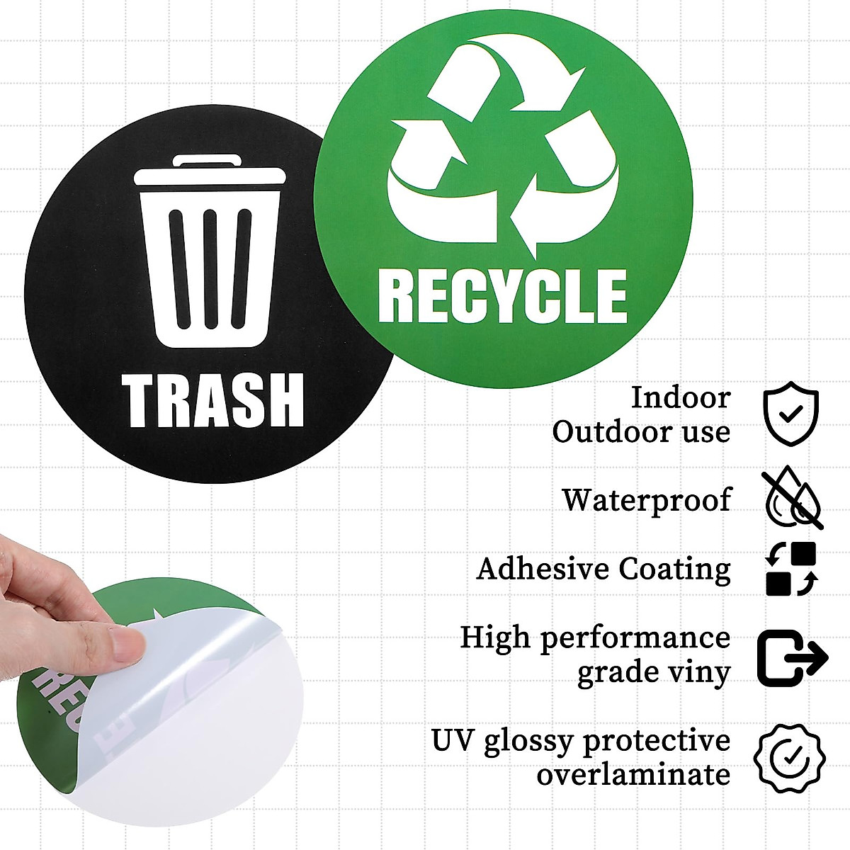 Sibba Recycling Stickers Trash Bin Pop Up Cans Garbage 12 PCS Home Kitchen Supplies Indoor Housewarming Pull Out Bin Recycle Outdoor Camping Decorations Inside Backyard Fling Containers Disposal