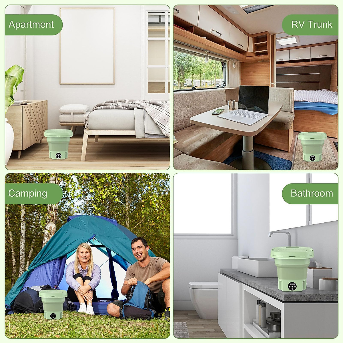 Portable Washing Machine, 8L Foldable Mini Washer with Detachable Drain Basket,3 Modes Deep Cleaning Laundry Washer and Dryer Combo for Apartments,Dorm,Camping,RV,Travel Laundry