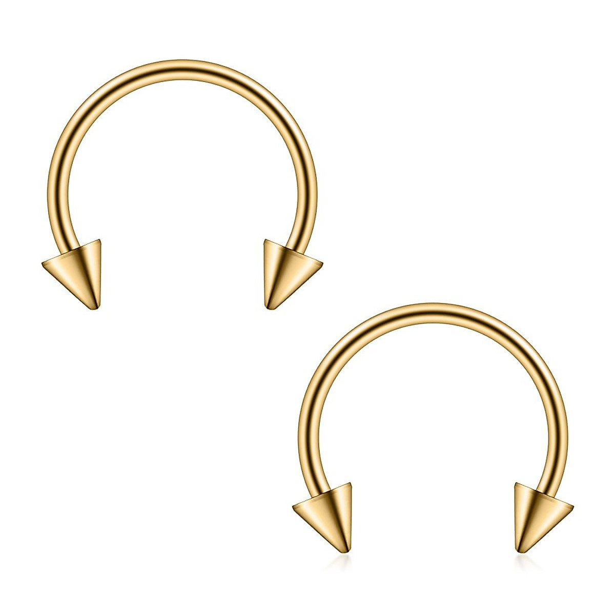 Ruifan 316L Surgical Steel CBR Horseshoe Circular Rings Nose Eyebrow Tragus Lip Ear Hoop Ring Piercing With 3mm Spikes 20G 10MM 12PCS