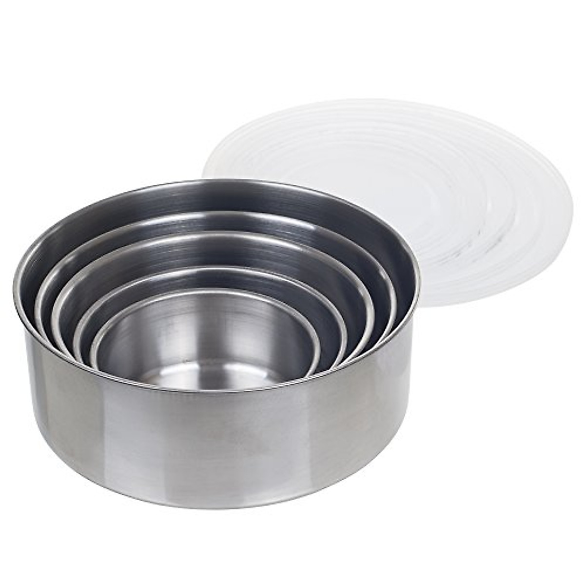 Chef Buddy 5 Piece Stainless Steel Bowl Set with Lids, Silver