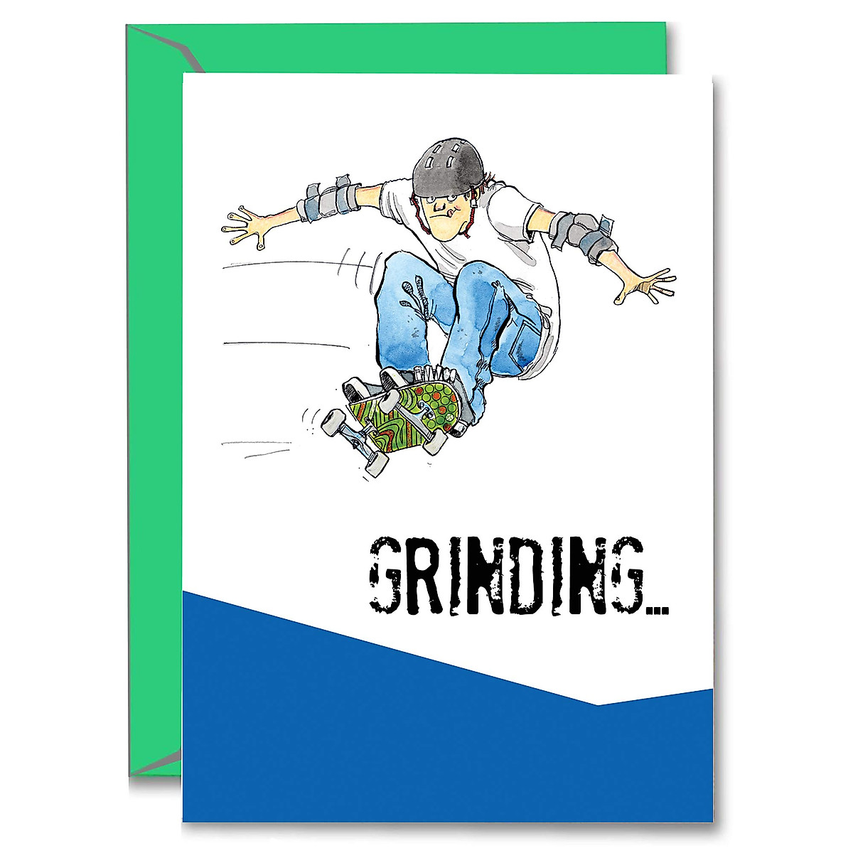 Play Strong Skateboarding Birthday Card 1-Pack (5x7) Power Player Illustrated Sports Birthday Cards Greeting Cards- Awesome for Skateboarders, Coaches and Fans Birthdays, Gifts and Parties!
