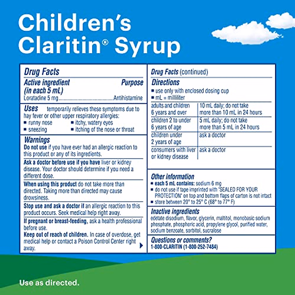 Claritin 24 Hour Allergy Relief - Grape Flavored - Non Drowsy Liquid Antihistamine for Kids, Dye, Alcohol, and Sugar Free Medicine For Children 2 Aged Years and Older