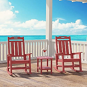 WILLIAMSPACE Rocking Chair, All Weather Resistant HDPE Patio Porch Rocker Chair with High Back, Waterproof, Easy to Maintain for Both Outdoor and Indoor (Red)