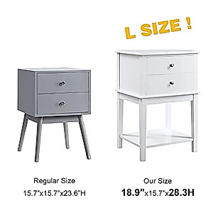 conifferism White Nightstand End Table with Drawer and Storage Shelf, Wood Side Table for Living Room Bedroom Home Furniture
