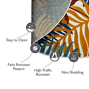 Leick Home 595207 Talipot Palm Indoor Outdoor Area Rug Round 5'3"