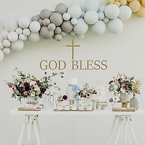 LINZYING God Bless Cross Wall Decal - God Bless You Stickers，God Bless Wall Decor，God Bless Our Home Wall Decor，God Bless Baptism Decorations (God Bless Cross Stickers)