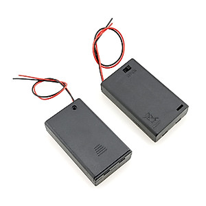 E-outstanding AAA Battery Case 4PCS 3 x 1.5V AAA Battery Case Holder,3 Slots x 1.5V AAA Battery Spring Clip Storage Box with ON/Off Switch and Wire Leads