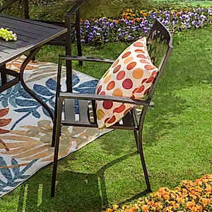 PHI VILLA Metal Patio Outdoor Dining Chairs Set of 4 Stackable Bistro Deck Chairs for Garden Backyard Lawn, Black