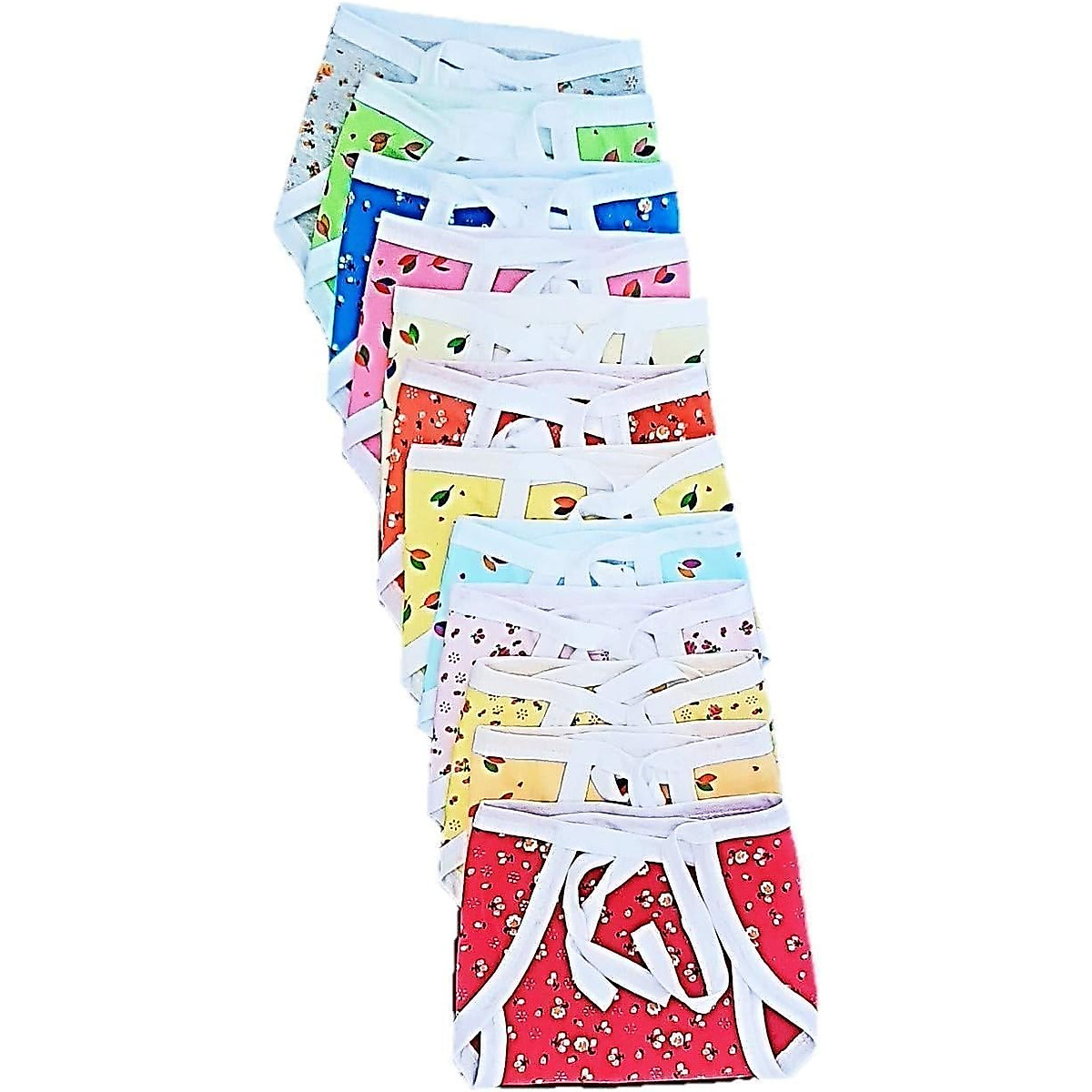 BlueQueen Baby's Cotton Cloth Diapers/Langot Washable and Reusable Nappies (Multicolour, 0-6 Months) Pack of 10 Pieces | Cloth Diapers Reusable for Boys and Girls, Baby Diaper