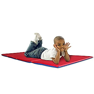 KinderMat, 1" Thick KinderMat, 4-Section Rest Mat, 45" x 19" x 1", Red/Blue, Great for School, Daycare, Travel, and Home, 100% Made in USA