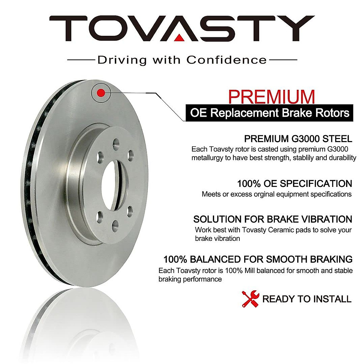 [Rear] TOVASTY Brake Pads and Rotors Kit for Nissan Pathfinder 2013-2020 OE Series [BK2544]