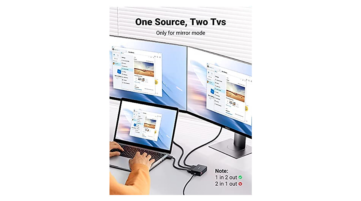 UGREEN HDMI Splitter 1 in 2 Out 4K@60Hz – Mirror Your Screen Easily