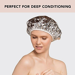 Kitsch Aluminum Foil Hair Heat Cap for Deep Conditioning - Reusable Heating Cap for Deep Conditioner, Tin Foil Hat & Deep Conditioning Heat Cap for Hair Treatments, Processing Cap for Hair, Foil Cap
