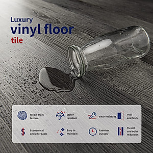 Peel and Stick Floor Tiles Vinyl Flooring Planks, 24 Sheets 36 Sq.Ft Black Adhesive Wood Plank, Thin Design