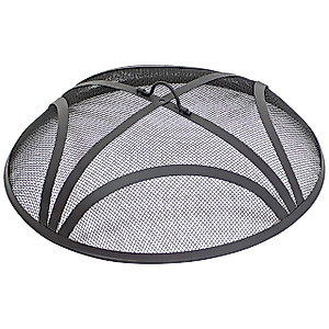 Sunnydaze Black Reinforced Steel Mesh Fire Pit Spark Screen with Ring Handle - 22-Inch Diameter