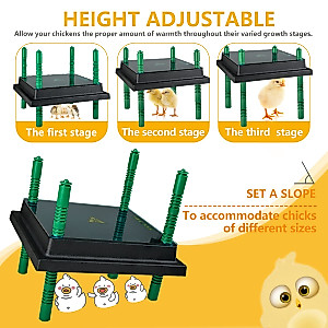 Kufika Chick Brooder Heating Plate - 12" x 10" Adjustable Height Brooder Heat Plate for Chicks and Ducklings, Warms Up to 20 Chicks