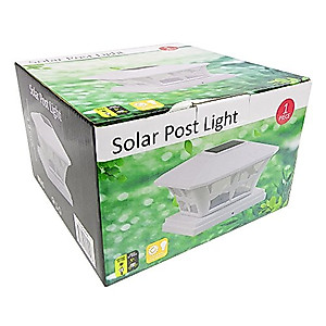 iGlow 4 Pack White Outdoor Garden 6 x 6 Solar SMD LED Post Deck Cap Square Fence Light Landscape Lamp PVC Vinyl Wood