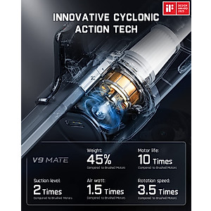 Fanttik RobustClean™ V9 Mate Cordless Car Vacuum, 13kPa/40AW, Handheld Vacuum with Various Attachments, 2-Hour Fast Charge, Lightweight Cordless Vacuum with LED-Display&Light, for Car Home Cleaning