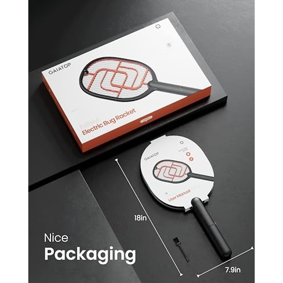 GAIATOP Electric Fly Swatter, 3000V Battery Powered Handheld Fly Zapper, 3-Layer Protection Grid Bug Zapper Racket for Home Bedroom Kitchen Office Backyard Patio Indoor Outdoor