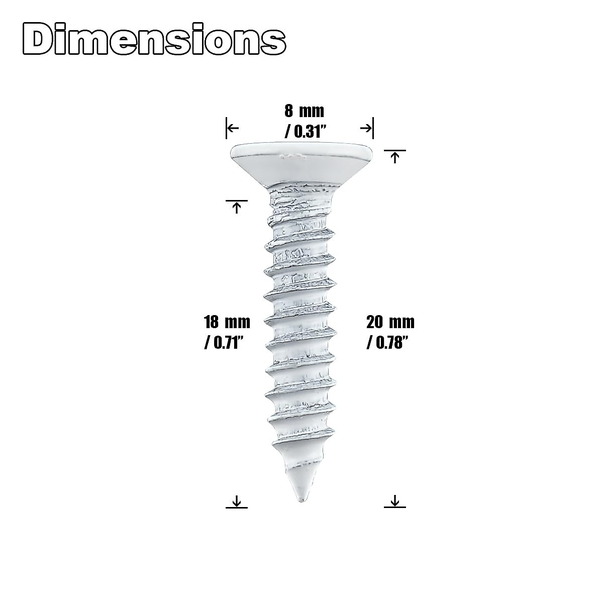 XQDWX #8 X 3/4 Inch Stainless Steel Self-Tapping Wood Screw Set, Suitaple for Home Renovation, Furniture Assembly, and Wood Working Projects, White Head, 100 Pack, 4220WS-WH-100