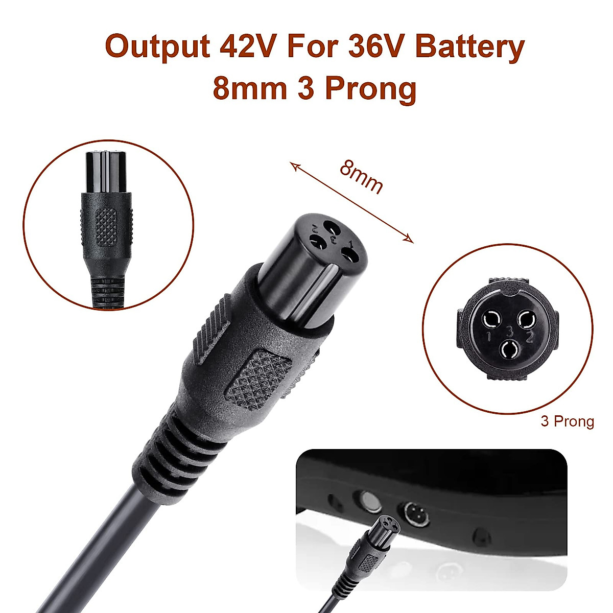 TEARRICO 42V Charger 3 Prong Fast 2A Smart Replacement for 36V Pocket Mod, Sports Mod for Electric Scooter Lithium Battery