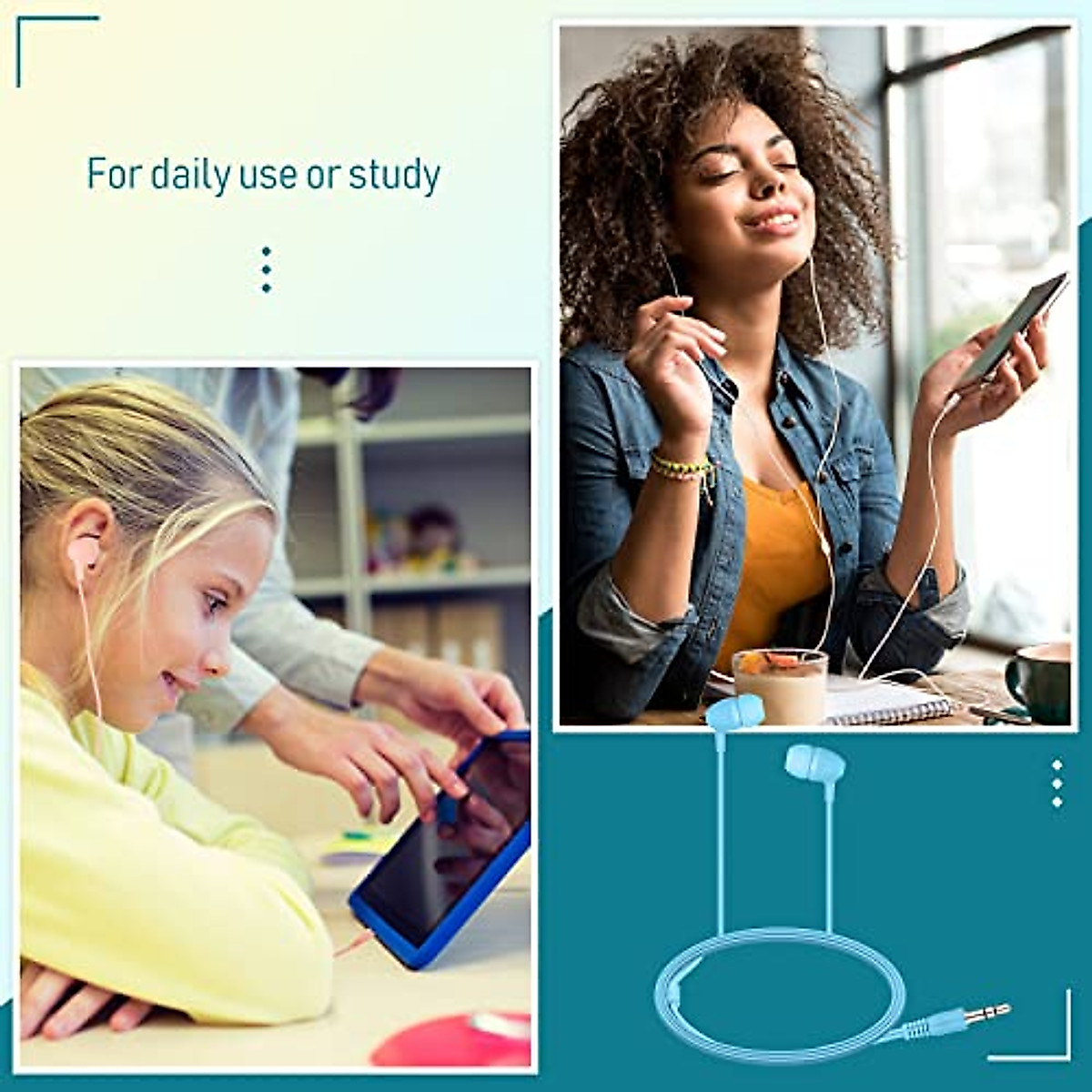 250 Pack Earbuds Bulk Kids Earbuds Headphones Classroom Earphones with Wire Ear Headphones for Schools Classrooms Libraries Children Students Gift (Multi Colors)