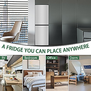 rosmena 5.6 Cu.Ft Refrigerator, Fridge with Large Freezer, Double Door RV Refrigerator, 7 Adjustable Thermostat, 3 Shelves & Drawers, Apartment Refrigerator Nevera for Garage, Kitchen, Silver