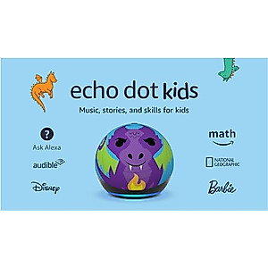Amazon Echo Dot Kids (newest model), Designed for kids, with parental controls, Includes 1 Year of Amazon Kids+, Dragon