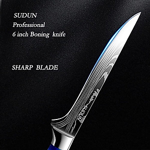 SUDUN Boning Knife 6 Inch, Versatile Deboning Knife，German High Carbon Stainless Steel Kitchen Knives for Meat Fish Poultry Chicken, Ergonomic Resin Handle with Gift Box