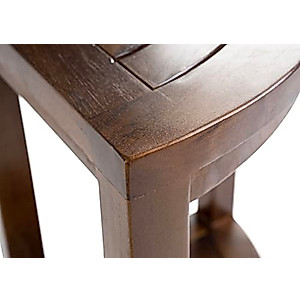 ALATEAK Corner Teak Wood Bath Spa Shower Stool Corner Shelf Storage Fully Assembled