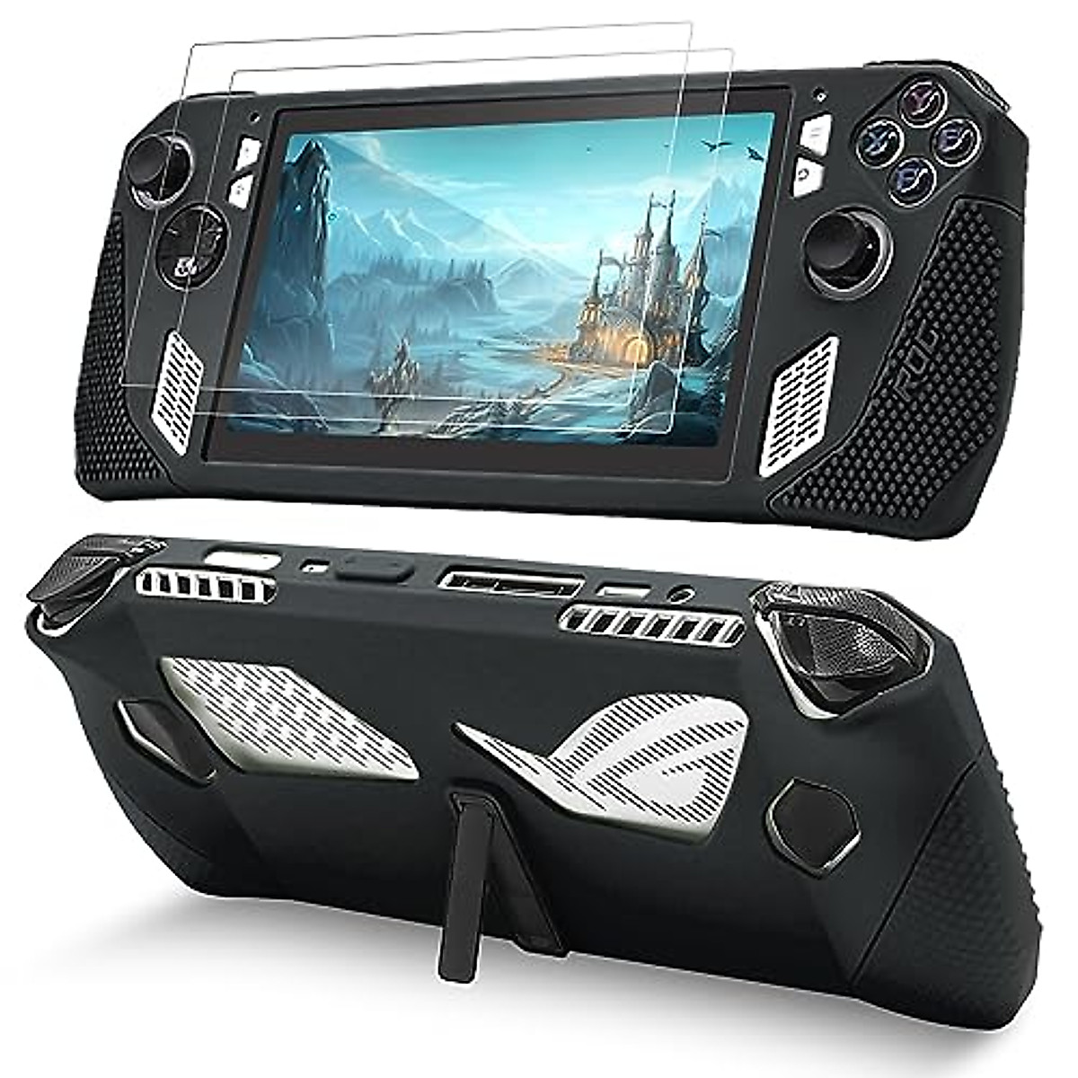 LUPAPA Protective Case for ROG Ally with Kickstand, Protective Shell for ROG Ally Made of Silicone for Anti-slip and Anti-drop, Accessories for ROG Ally Gaming Handheld (Black)