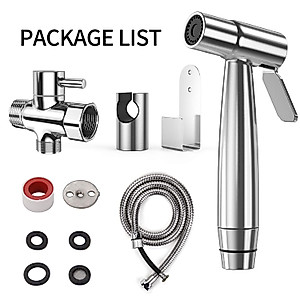 Yawenner Handheld Bidet Toilet Sprayer, Stainless Steel Bathroom Bidet Sprayer Set with Hose, Baby Cloth Diaper Sprayer, for Feminine Wash, Shower Sprayer for Pet, Wall or Toilet Mount