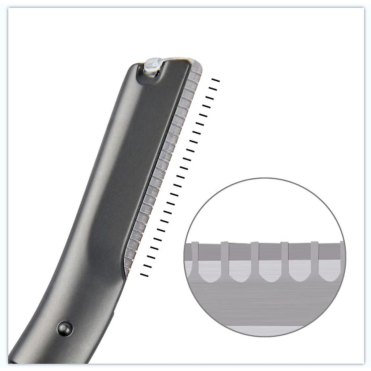 Metal Dermaplane Razor, Eyebrow Hair Trimmer with Replacement Blade for Men and Women, Reusable Single Edge Facial Trimmer for Shaving Mustache, Lip Up (Black,10 Refill)