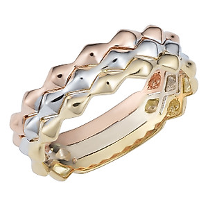 Kooljewelry 14k Tricolor Gold Triple Band Ring (size 9)