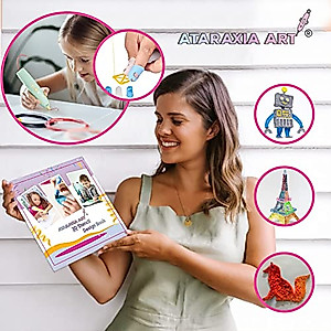 ATARAXIA ART 3D Pen PLA Filament Refill, 24 Colors, Each Color 10m/33 ft, Total 782 feet, 3DPen Filament with Stencils Book, Reusable Colorful 40 Pattern Printing Paper, Clear Pad & 2 Finger Caps