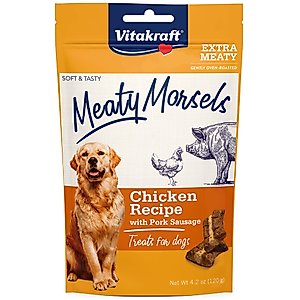Vitakraft Meaty Morsels Treats for Dogs - Chicken with Pork Sausage - Super Soft Dog Treats for Training - Two Layers of Gently Oven-Baked Meaty Goodness