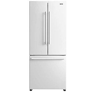 Galanz GLR16FWEE16 3-French Door Refrigerator with Bottom Freezer Adjustable Electrical Thermostat, Humidity Control, Frost-Free, 16 Cu.Ft, White, cu ft