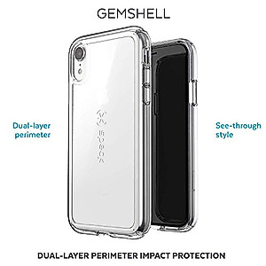 Speck iPhone XR Case - Drop Protection, Anti-Yellowing & Anti-Fade with Dual Layer Protetective, Slim Clear Case - Transparent Design with Bumper Covers - Crystal Clear iPhone XR Case - GemShell