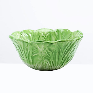 Green Bowl Ceramic Ramen Bowl Mixing Bowl Cute Chinese Cabbage Design Noodles Bowl Serving Bowl for Soup Noodles Salad Mixing Ice Cream Cereal Snacks Bowls Green Tableware